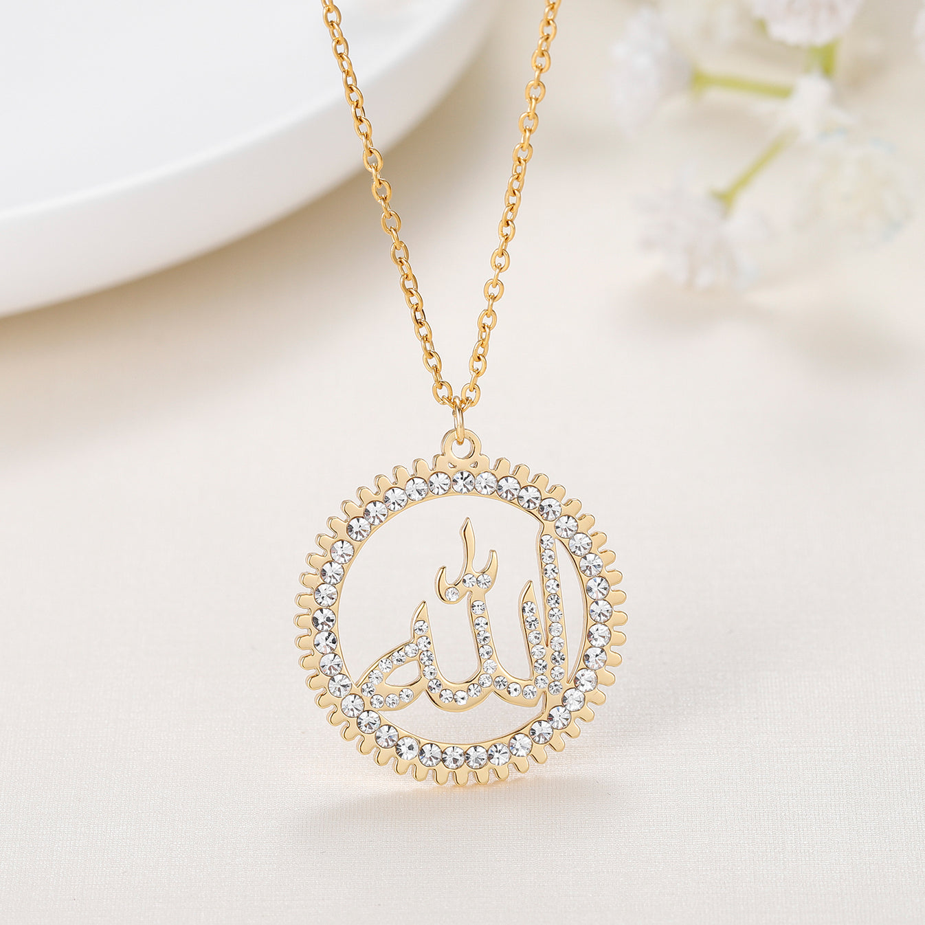 Diamond Arabic Necklace QN433 – Qitian Wholesale & Dropshipping